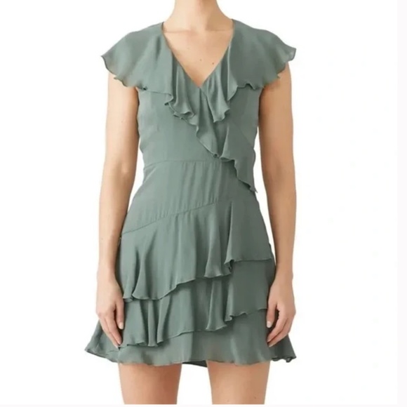 Parker | Dresses | Parker Sage Green Silk Ruffle Tier Dress | Poshmark